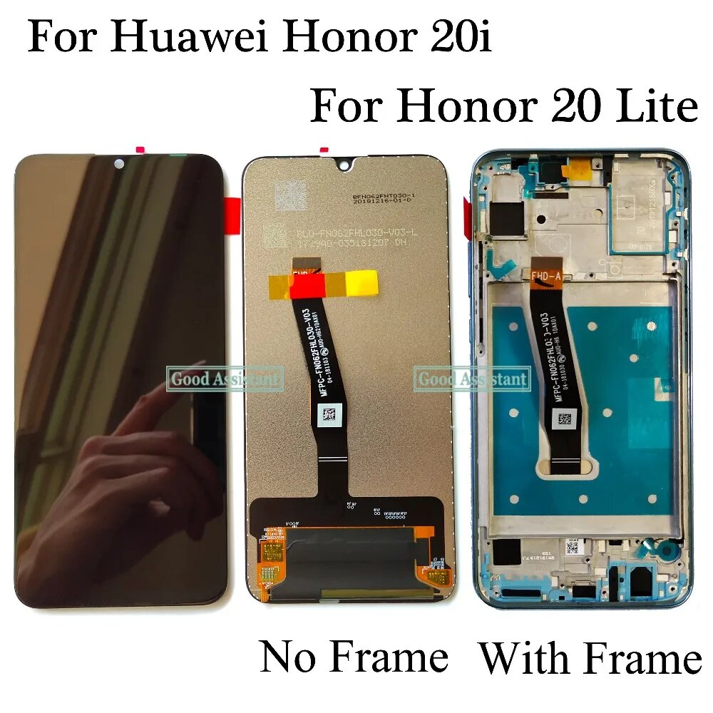 Новый 6,21-дюймовый ЖК-дисплей для Huawei Honor 20i, преобразователь сенсорного экрана в сборе с рамкой для Honor 20 Lite