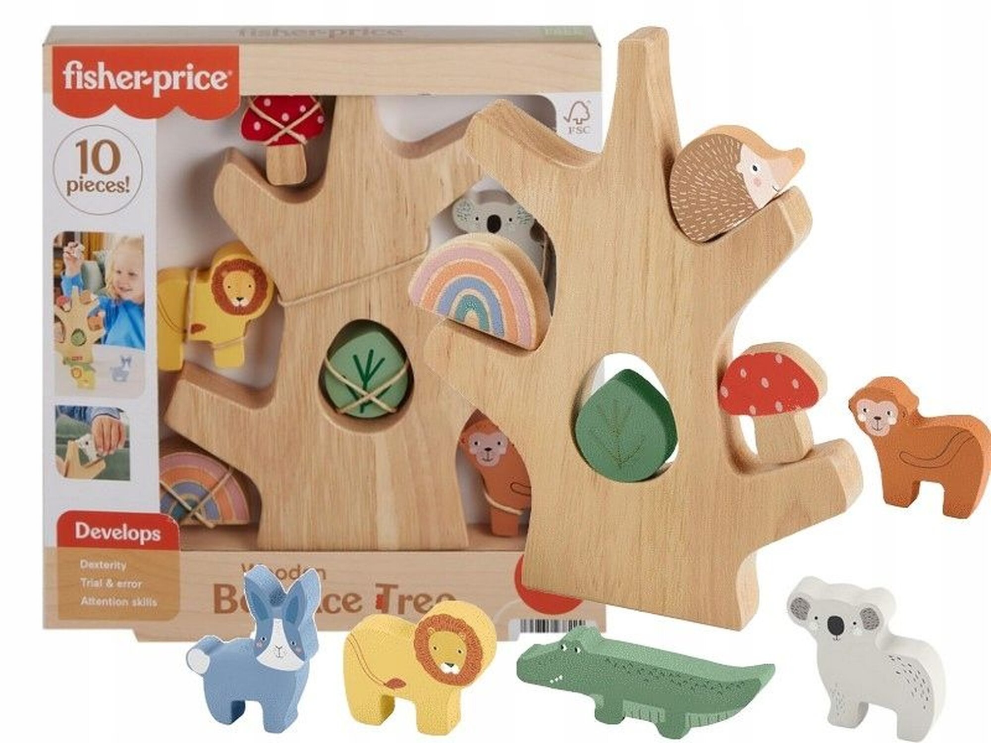 Пирамидка Fisher-Price - Балансирующее Дерево с животными для малышей - Фишер Прайс HXT87