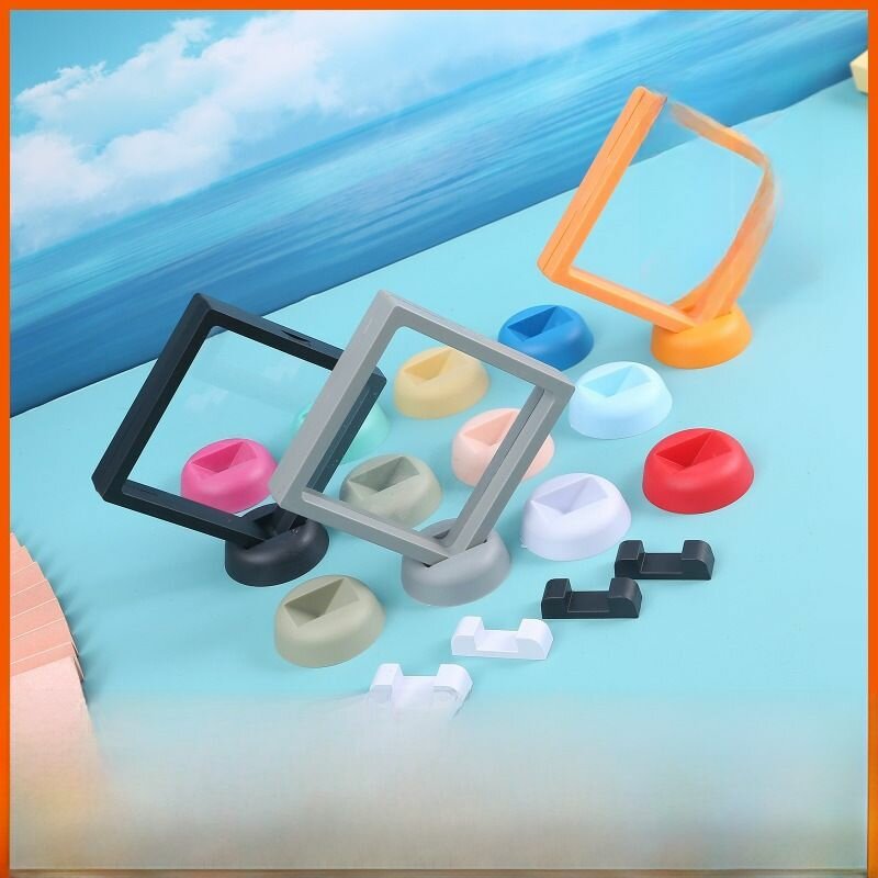 Мембранная футляр-рамка (размер 11*11см) для украшений и монет с прозрачной мембраной, с круглой подставкой, черная.