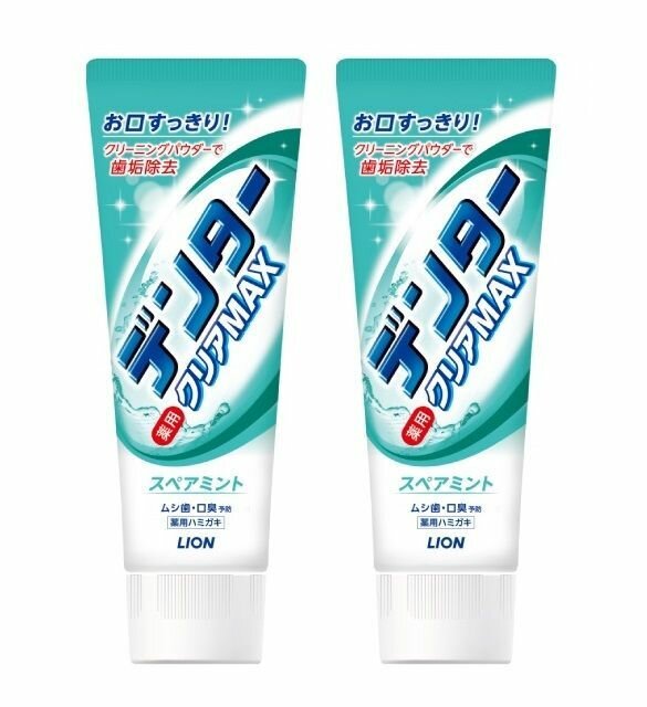Зубная паста c полирующей пудрой "Dentor Clear MAX" Lion Япония, свежая мята, 2 шт. по 140 гр.