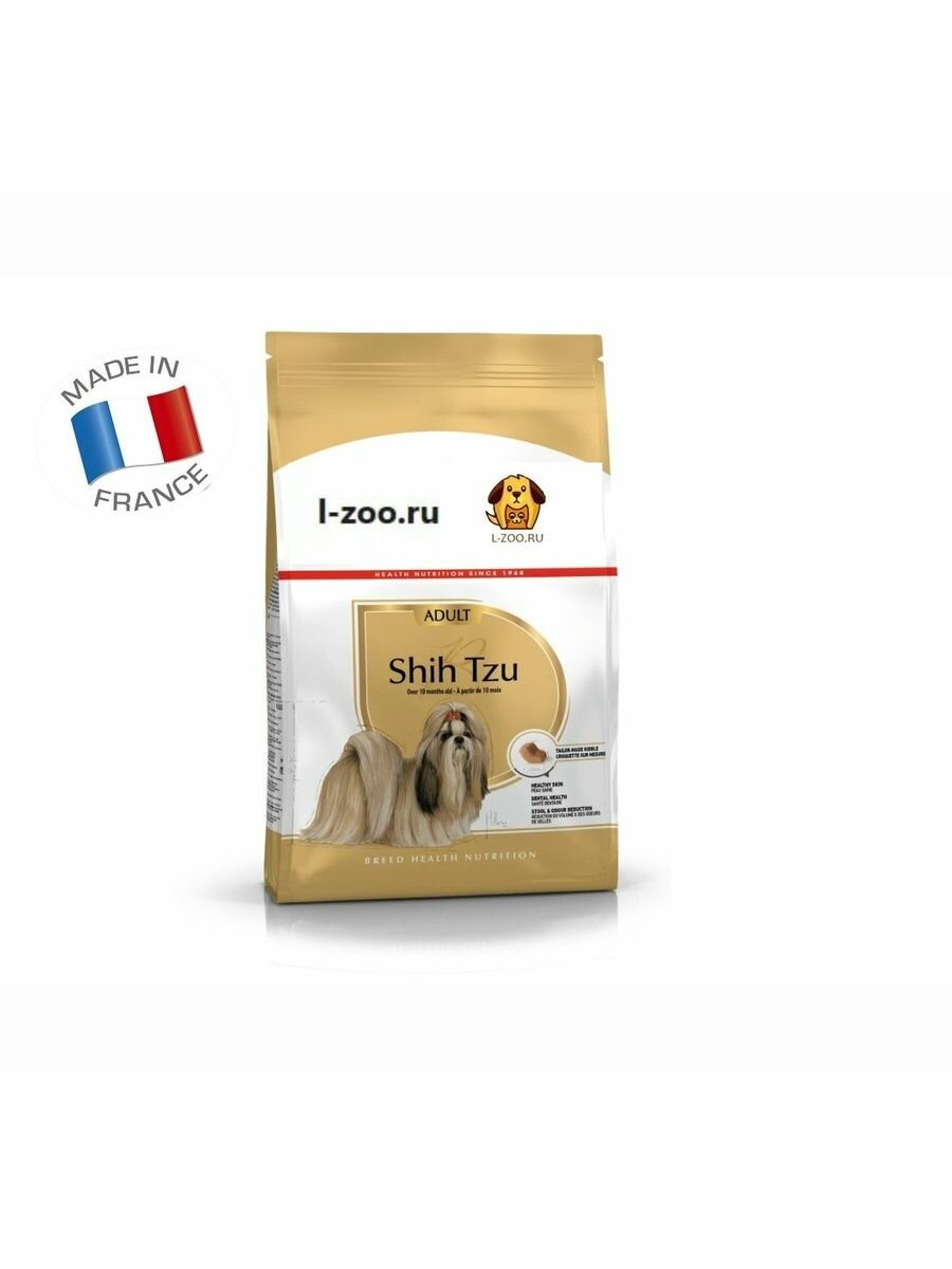Shih Tzu (1,5кг). Корм сухой полнорационный для взрослых и стареющих собак породы ши-тцу в возрасте 10 месяцев и старше