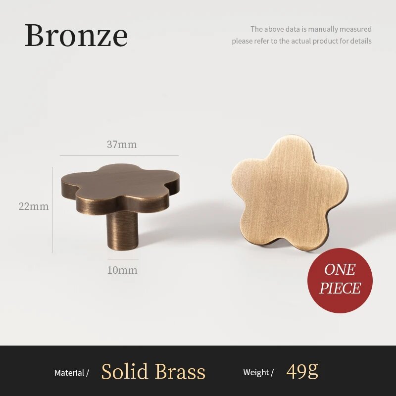 Ручка для шкафа бронзовая Star, Solid Brass, 49g