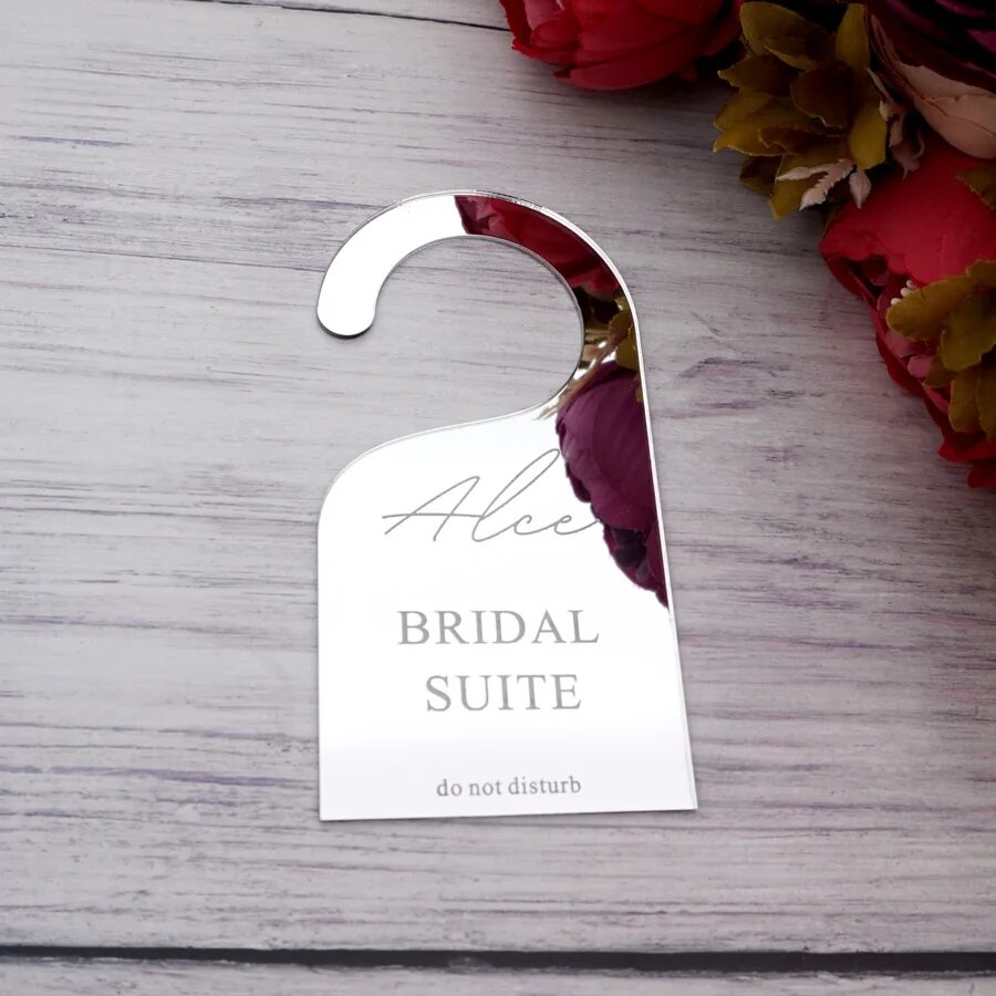 Индивидуальный свадебный дверной знак "Не беспокоить", акрил, 7*14 см 10x20cm, Silver