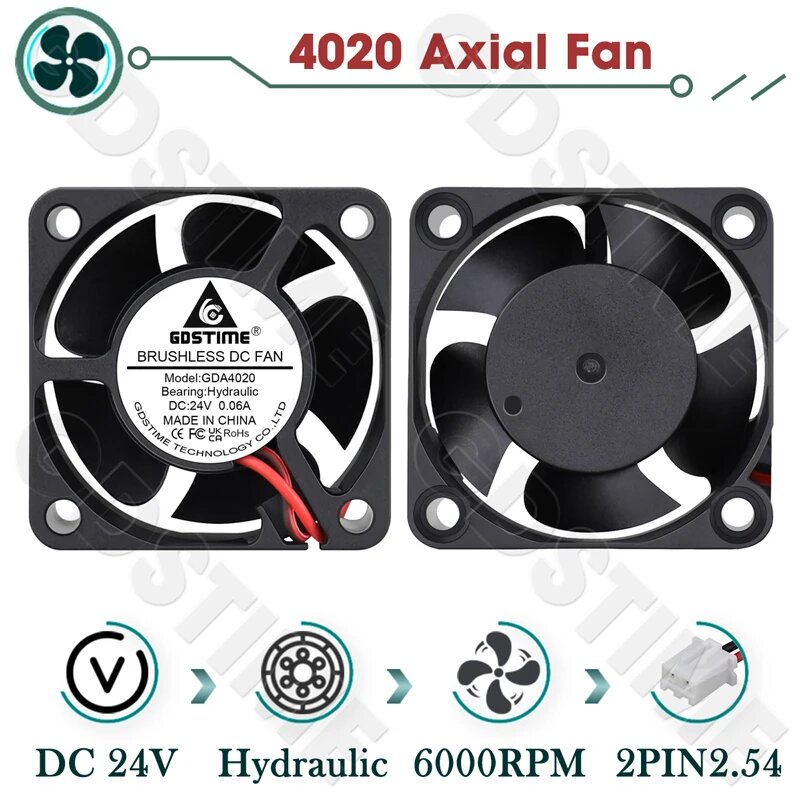 2шт. Gdstime 4020 Axial Fan 24V Hydraulic 6000RPM