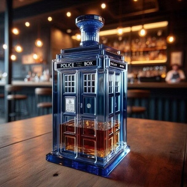 TARDIS Whiskey bottle, Прозрачная бутылка для вина, Бутылка вина из телефонной будки