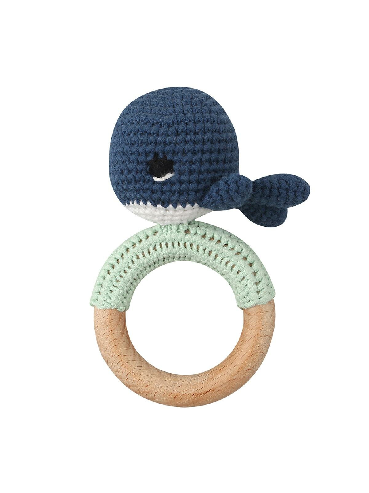 Baby Pacifier Rattle Wooden Dophin Hand Grip Toys