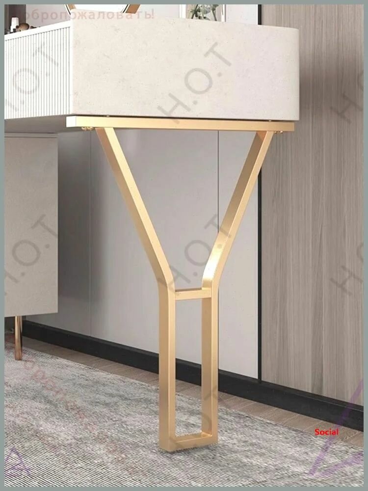 QIKIOB Подстолье для стола, ножки столешницы, металл золото в комплекте - 1шт