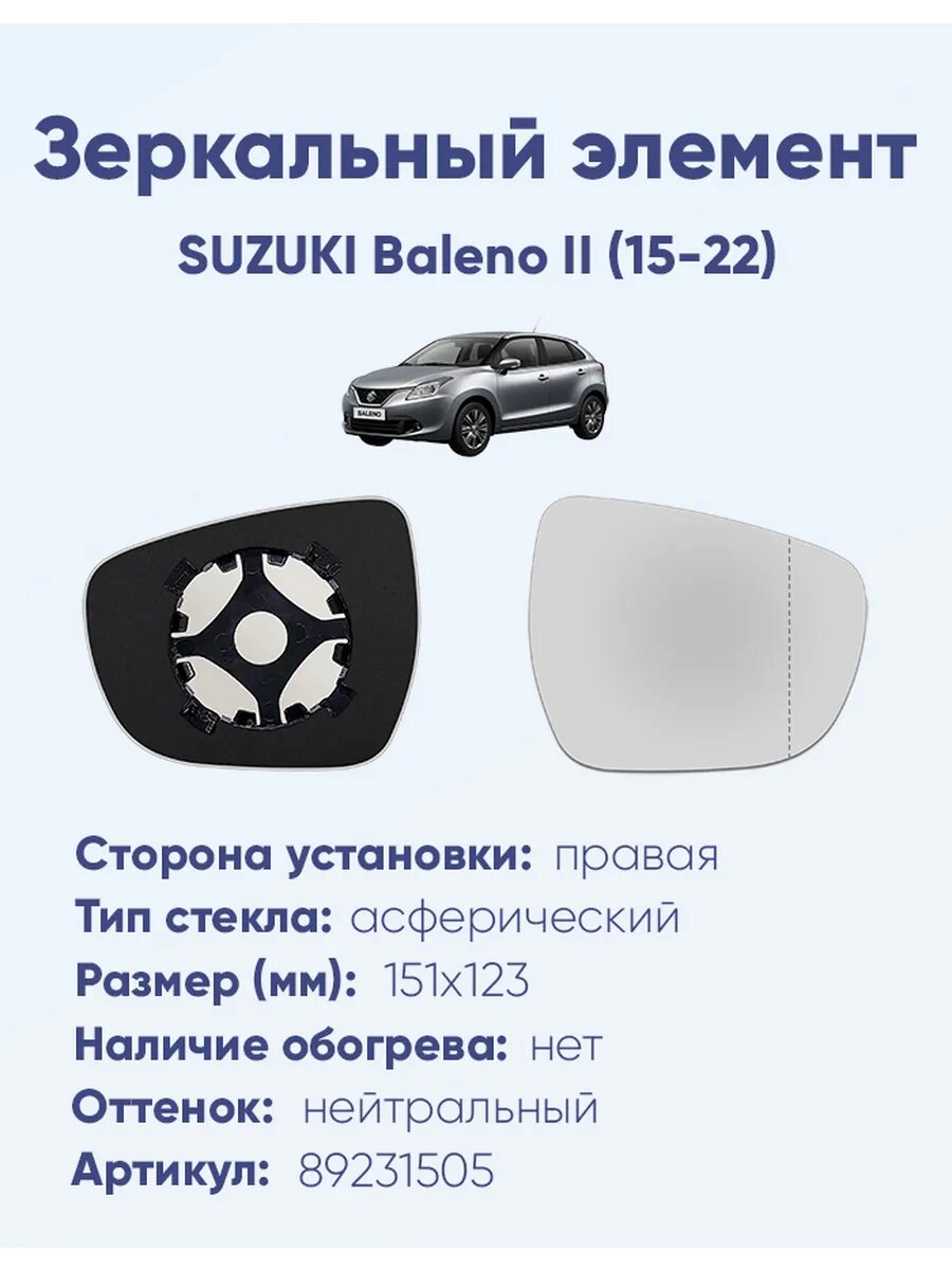 Зеркальный элемент правый SUZUKI Baleno II (15-22)A89231505