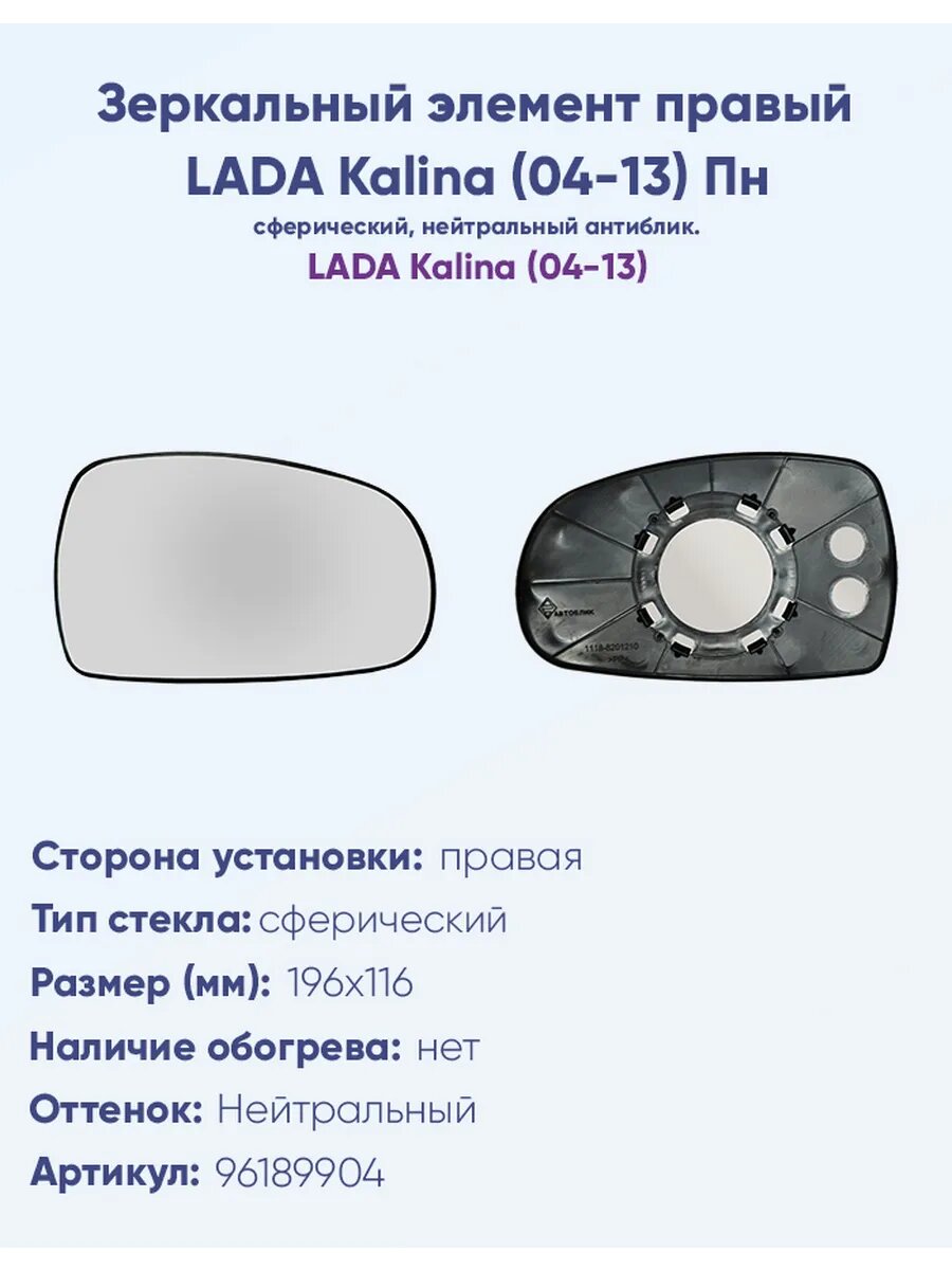 Зеркальный элемент правый LADA Kalina (04-13) Пн 96189904