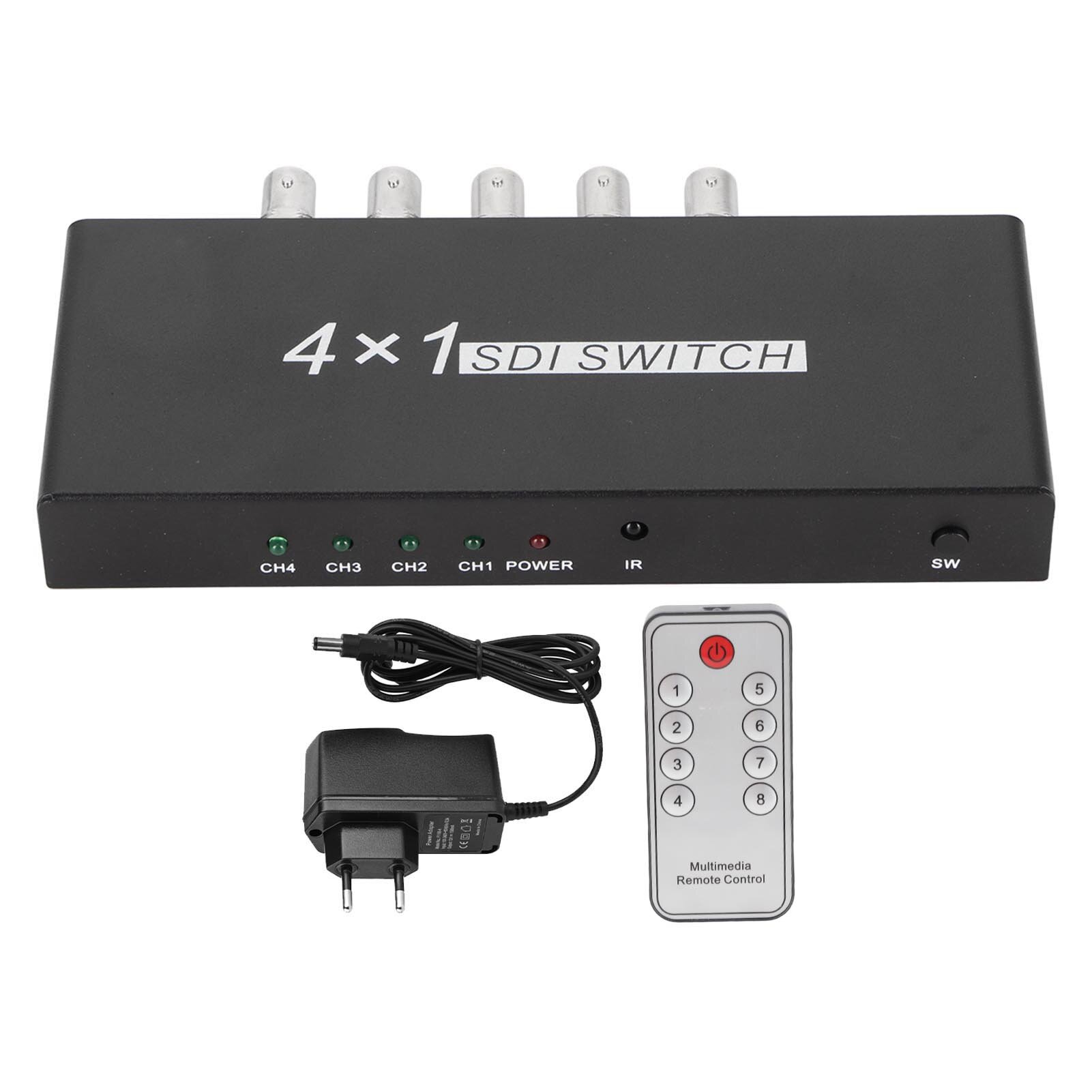 SDI Switcher 4x1 4 в 1 OUT 1080p разрешение SDI Switcher 3G HD SD SDI Переключатель с пультом дистанционного управления для телевизионных станций Мониторинг безопасности 100-240 В ЕС