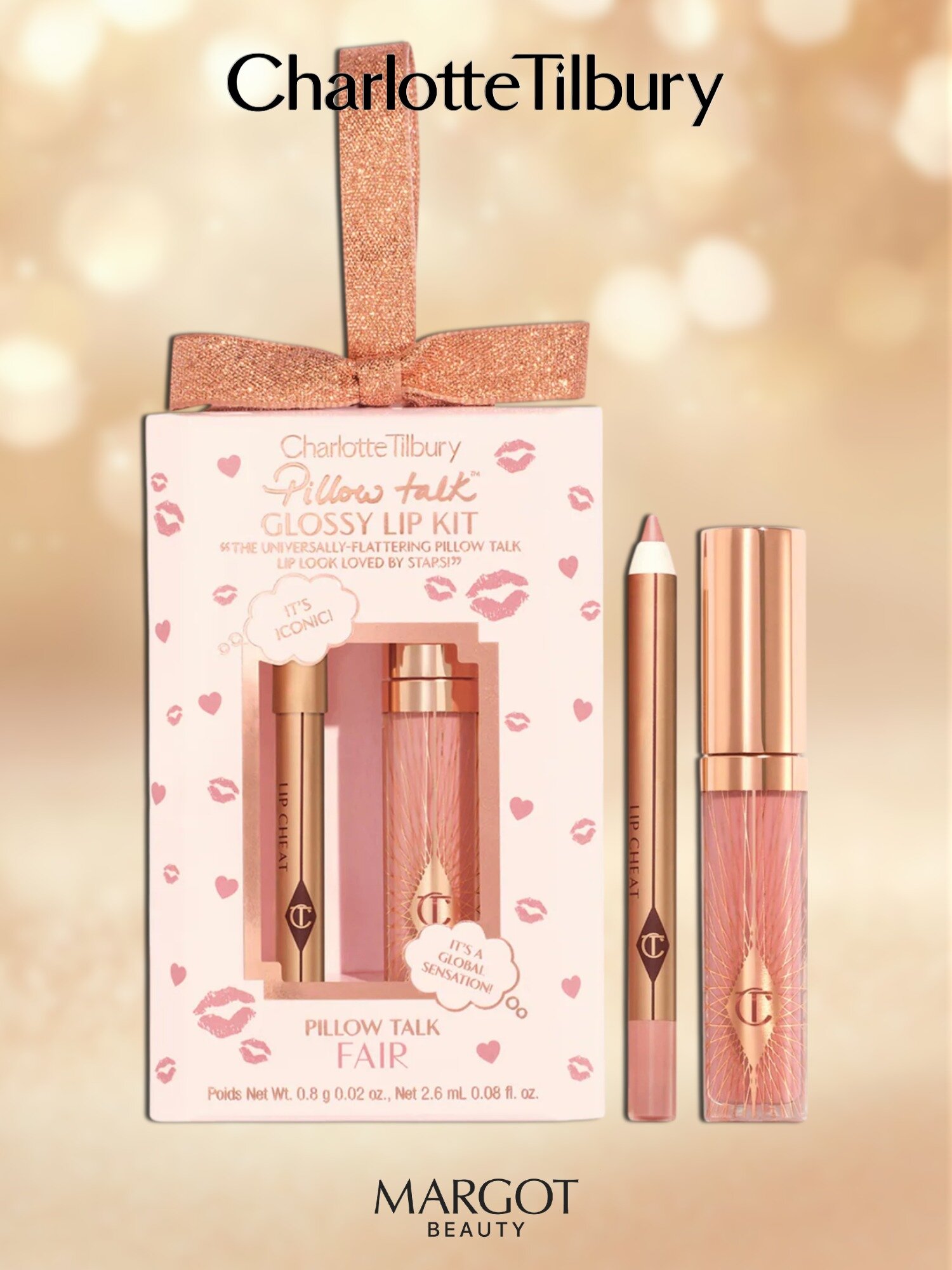Мини-набор для губ PILLOW TALK FAIR Charlotte Tilbury, блеск и карандаш, тревел-версии, оригинал