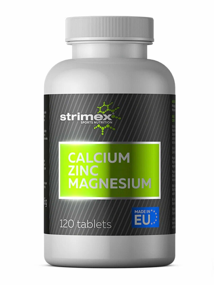 Комплекс Strimex "Calcium-Zinc-Magnesium", 120 таблеток, для костей, мышц и нервов
