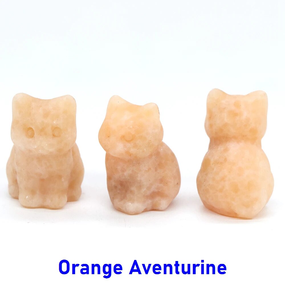 Статуя кота из натурального камня 30 мм Оранжевый, 1 PCS, Orange Aventurine