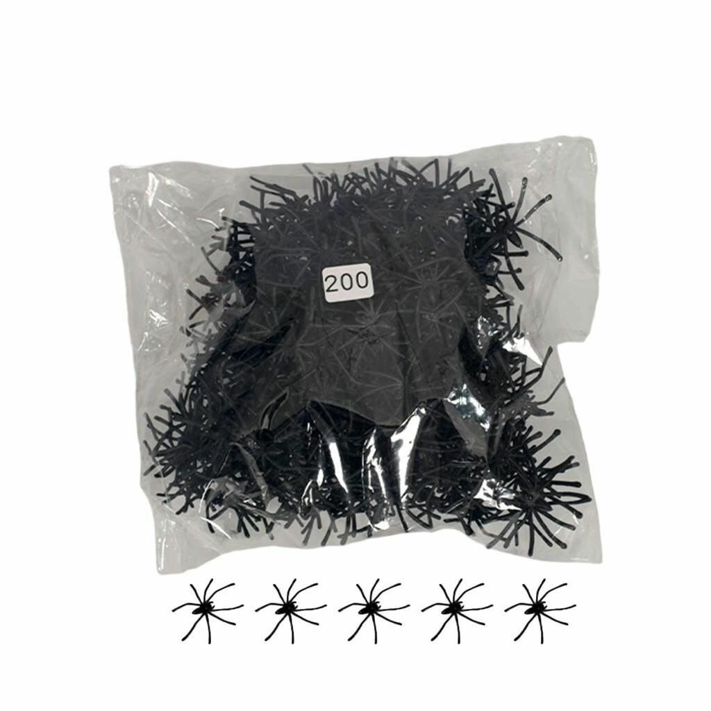 Праздничное оформление, 1 упаковка по 200 штук, украшение для вечеринки с пауками на Хэллоуин-черный