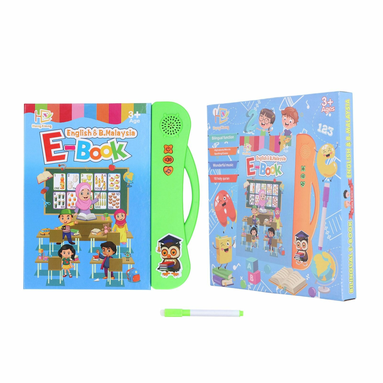Электронная звуковая книга ABC, английский малайский язык, животные, фрукты, обучающая детская развивающая игрушка с PenGreen