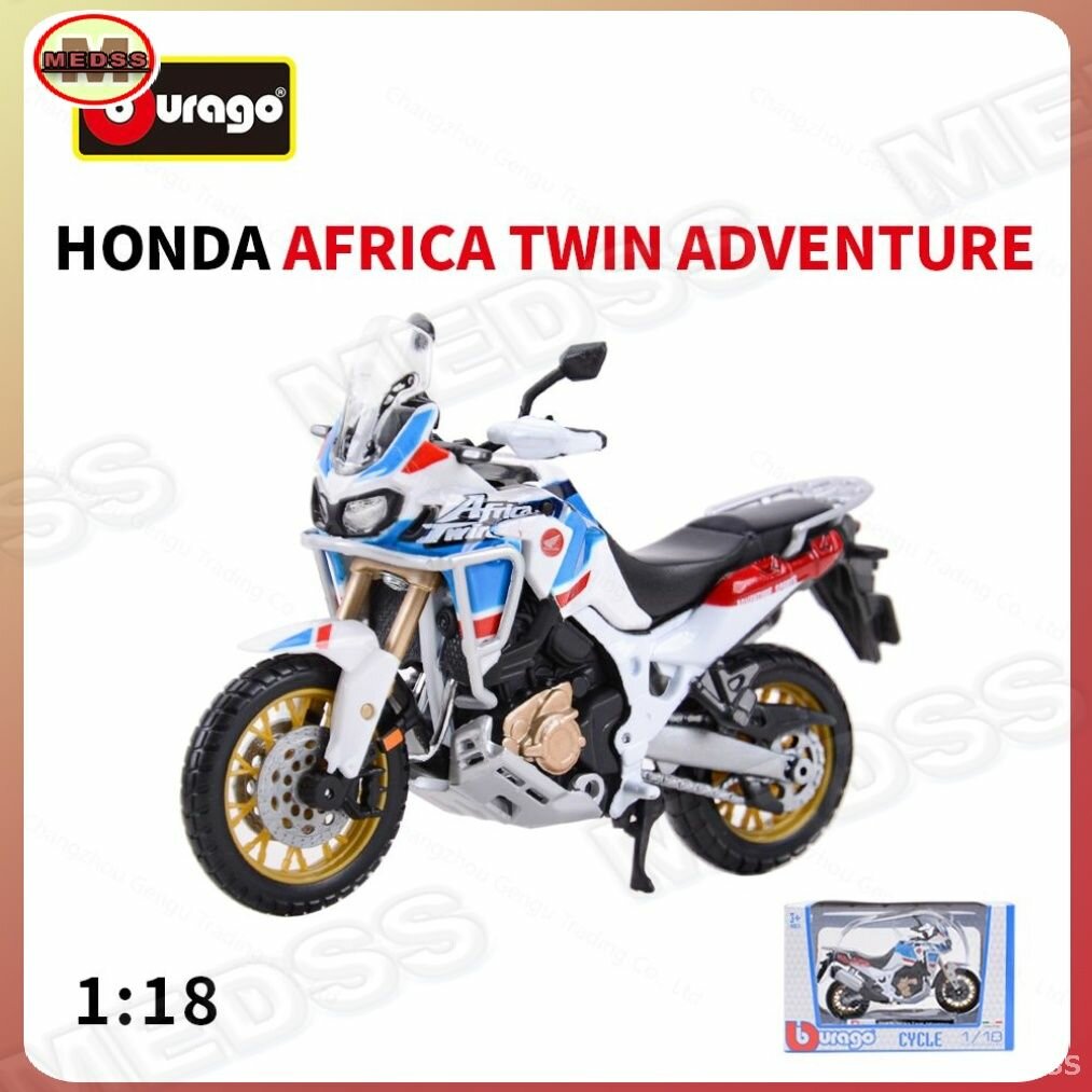 Bburago 1:18 Honda Africa Twin Adventure Статическая литая под давлением коллекционная модель мотоцикла для хобби, игрушки