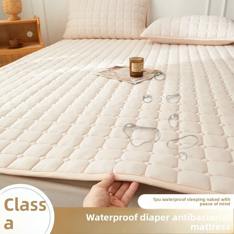 Чехол на матрас из полиэстера с нескользящей водонепроницаемой накладкой для дома и общежития хаки 90х200 см