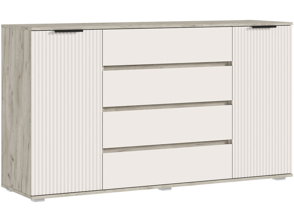 Комод 2 двери 4 ящика (1600), современный, Крафт серый/Кашемир