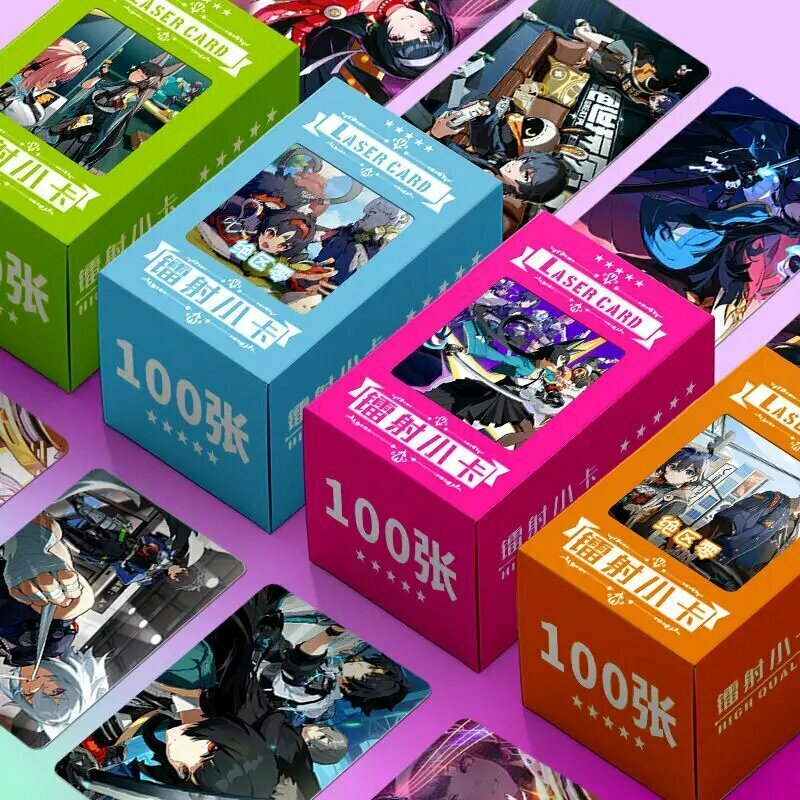100 шт, аниме Zenless Zone Zero Laser Card, коллекция фотографий, коллекционные предметы для фанатов, открытка, подарок на день рождения, Бежевый, Унисекс, Бежевый