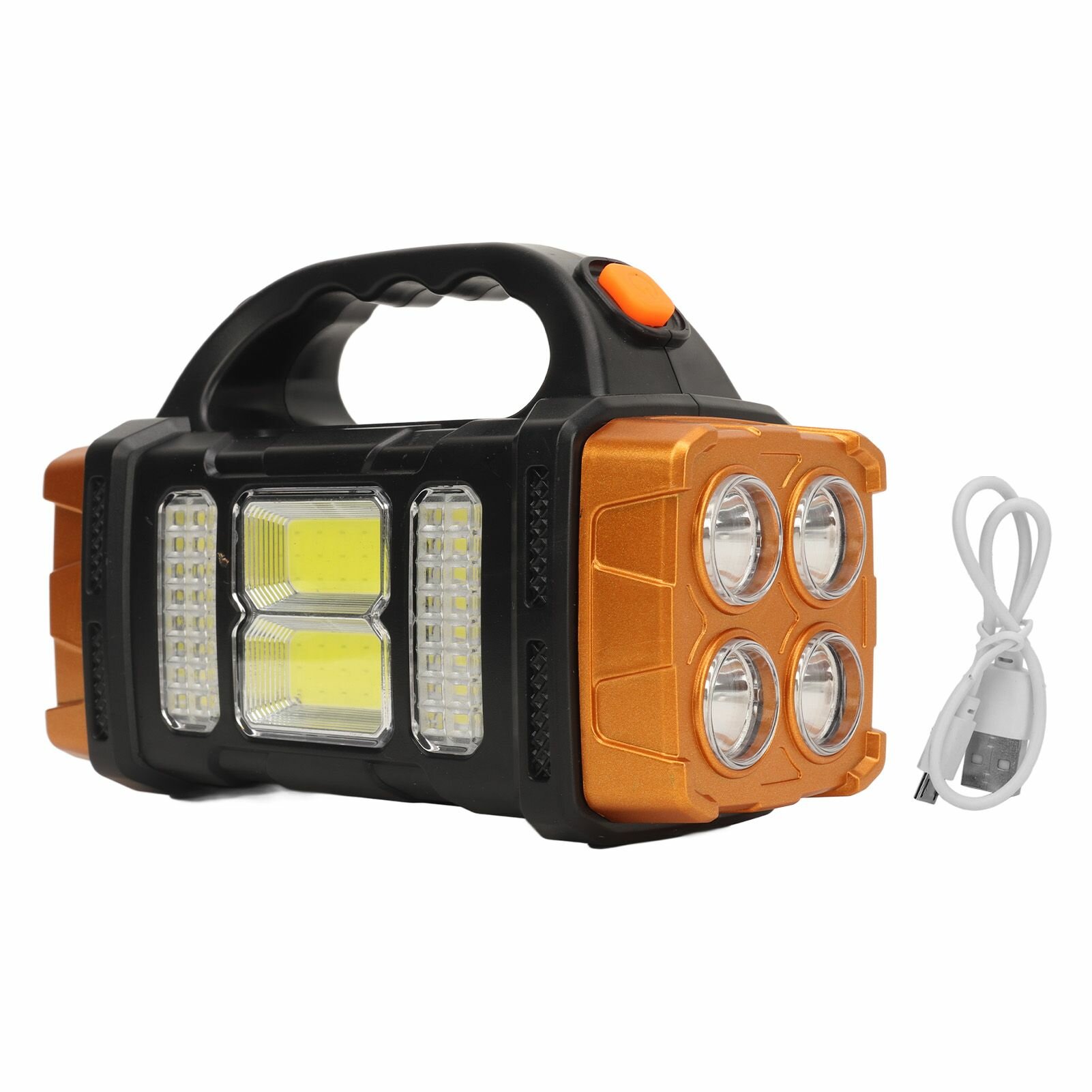 Портативный прожектор, уличный ручной многофункциональный фонарик с зарядкой от солнечной батареи, USB-фонарик для кемпинга, аварийный маленький оранжевый