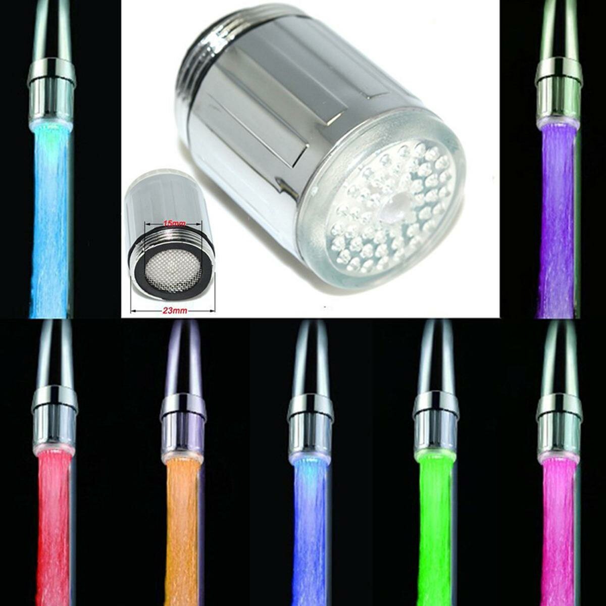 3-цветный датчик температуры, светодиодный светильник, водопроводный кран с адаптером