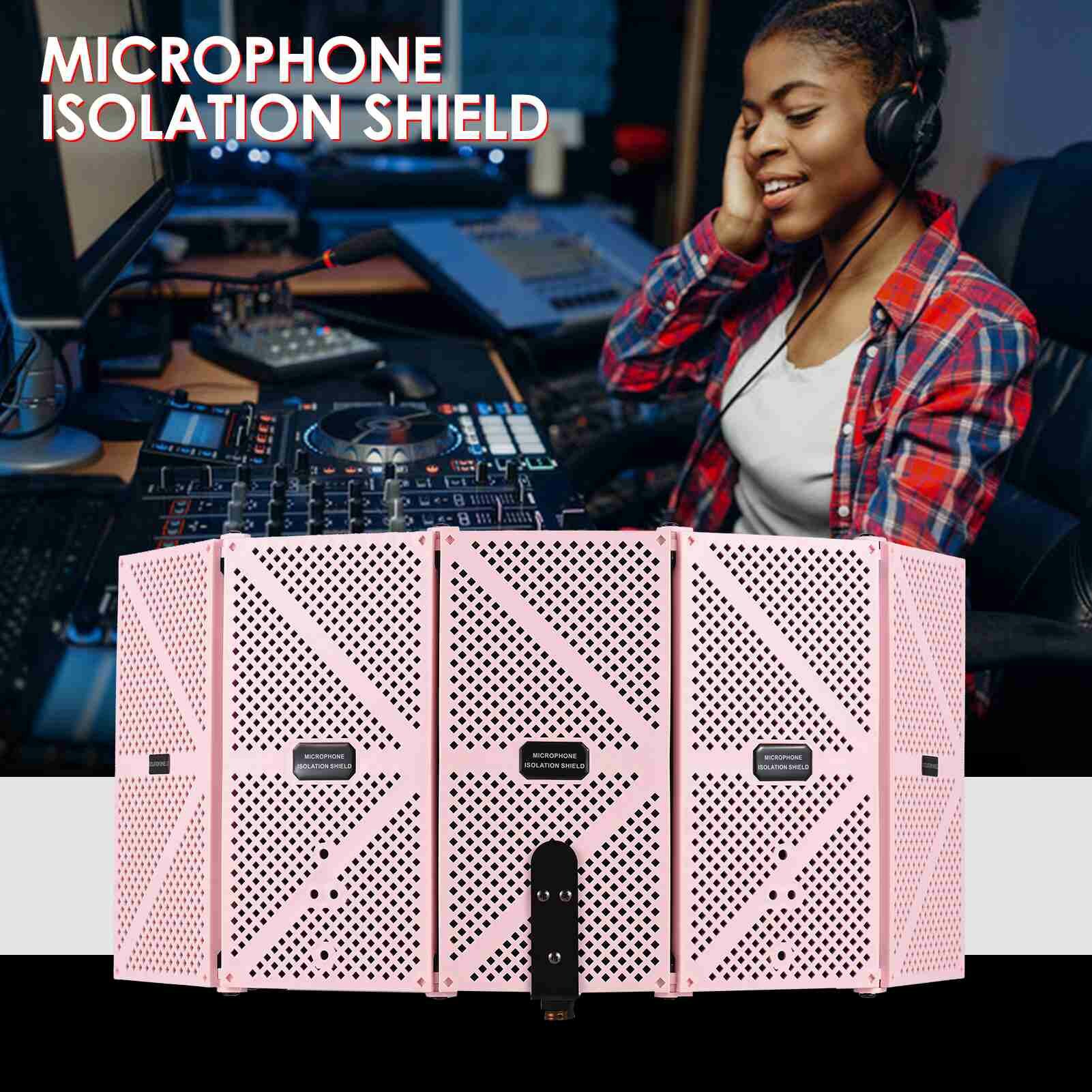 5-дверный профессиональный студийный микрофон для звукозаписи, складной поп-фильтр, микрофонный экран с ветрозащитой и высокоплотной пеной EVA, звукопоглощающее звукозаписывающее оборудование