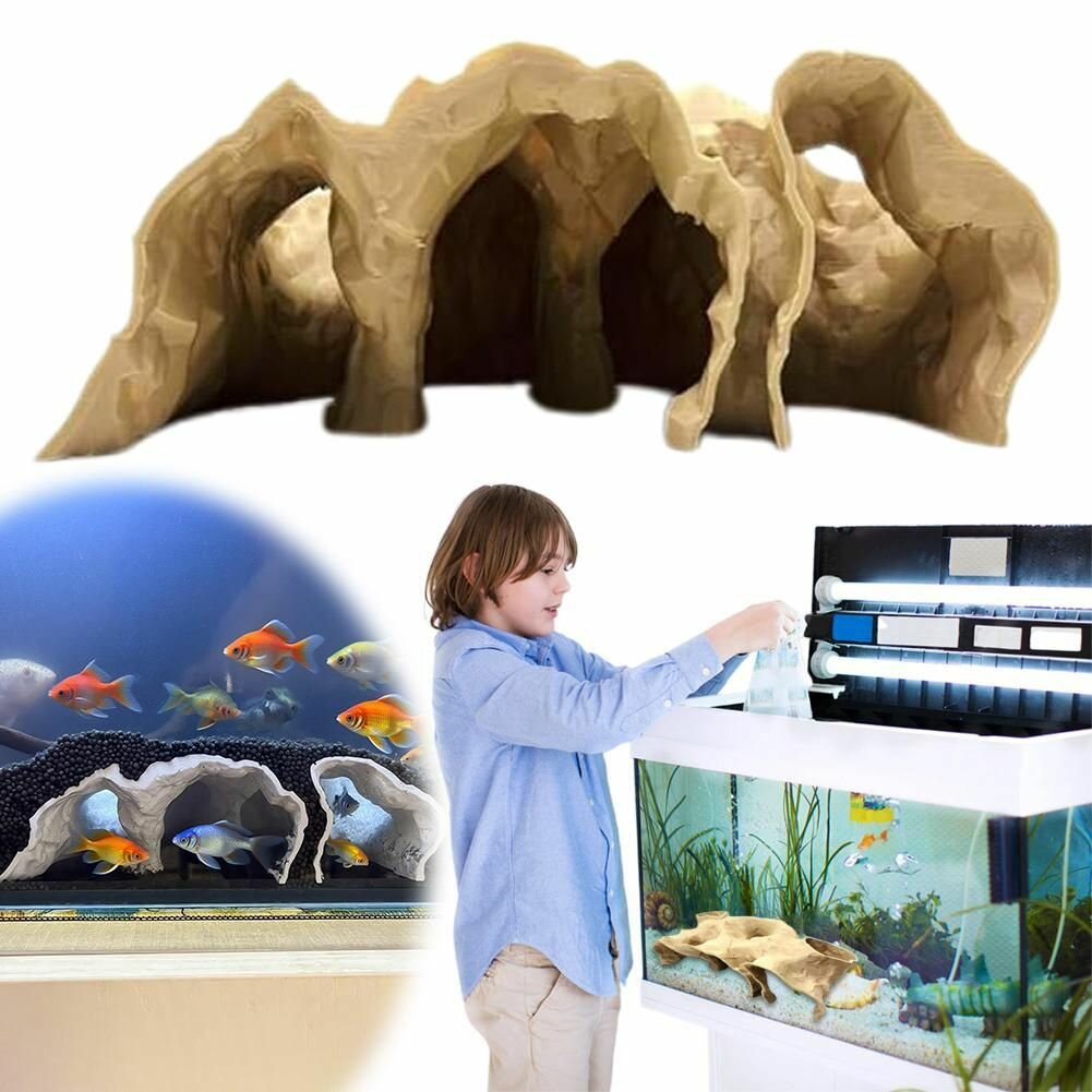 Пещера для аквариума, 3D-печать, укрытие для креветок и мелких рыб, безопасный тоннель 14*8*5 см