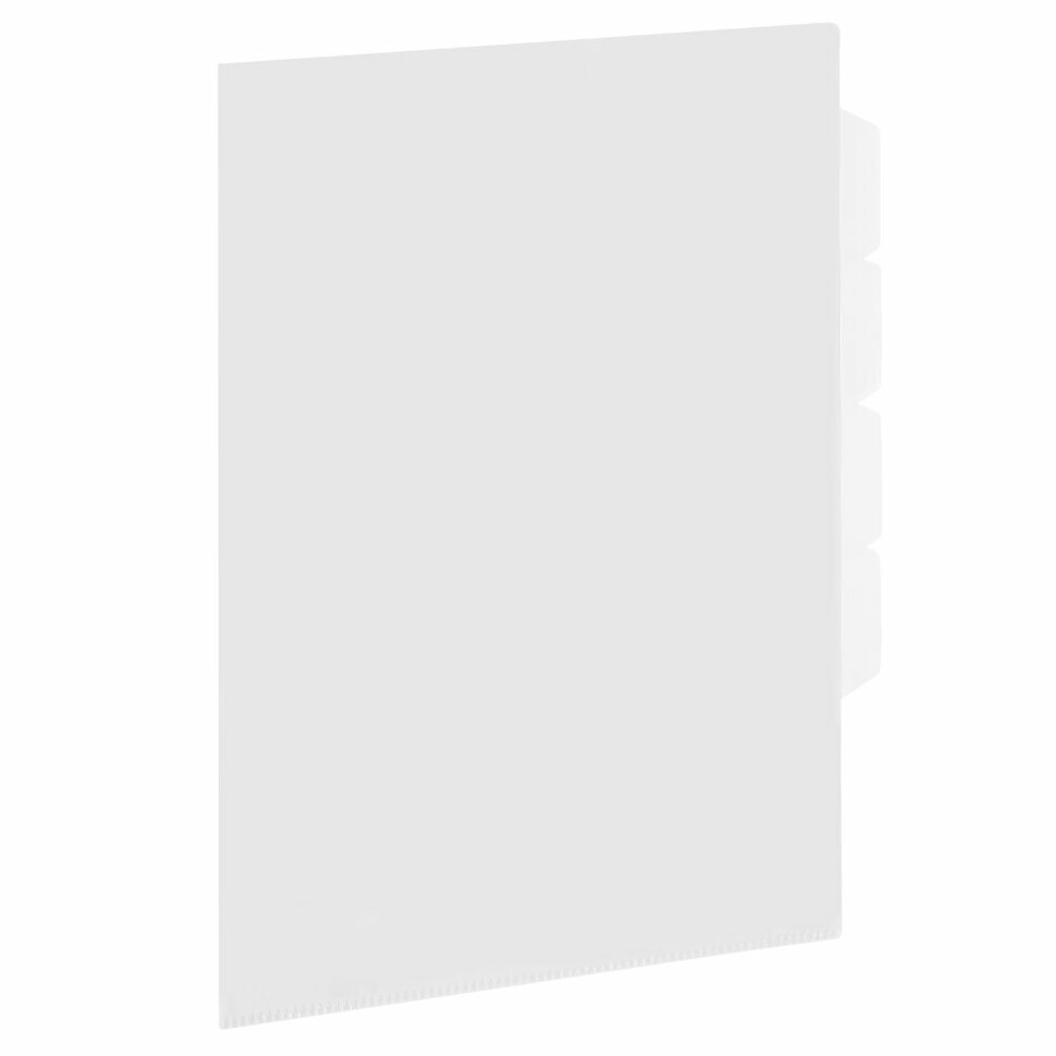 Папка-уголок 3 отделения, жесткая, А4, BRAUBERG "SPECIAL", прозрачная, 0,15 мм, 273062, 273062