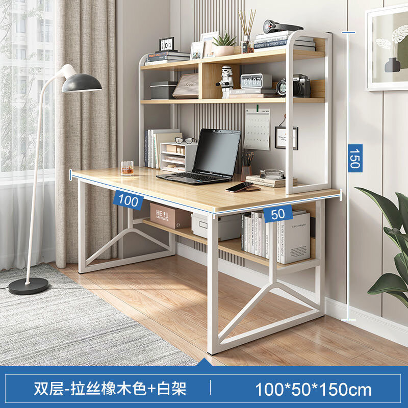 Двухъярусный компьютерный стол из натурального дерева и белого цвета, усиленный, 100x50x128 см