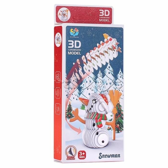 Конструктор 3D картон "Снеговик" в коробке