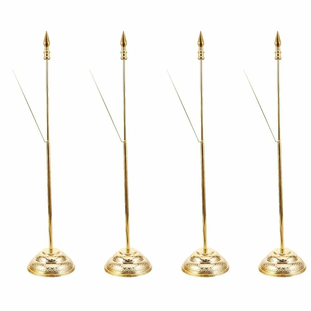 Настольный металлический держатель для флагов золотистого цвета с подставкой для хранения