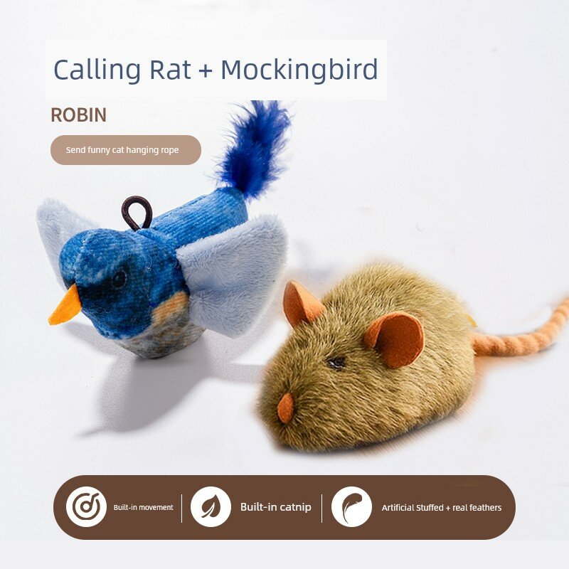 Игрушка для кошек, пищащая мышь со смарт-сенсором, легким прикосновением, звуком, плюшевой имитацией мыши, игрушкой для