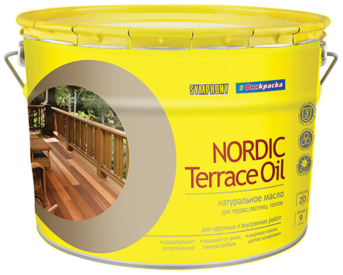 Масло SYMPHONY NORDIC Terrace Oil по деревянным поверхностям 9л