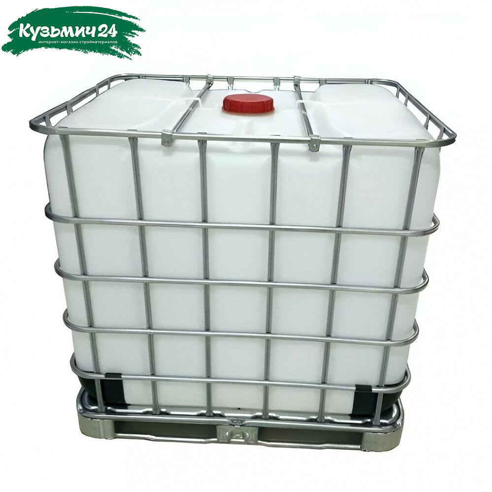 Куб 1000 литров пластиковый для технической воды, в металлической обрешетке на поддоне, 1 шт