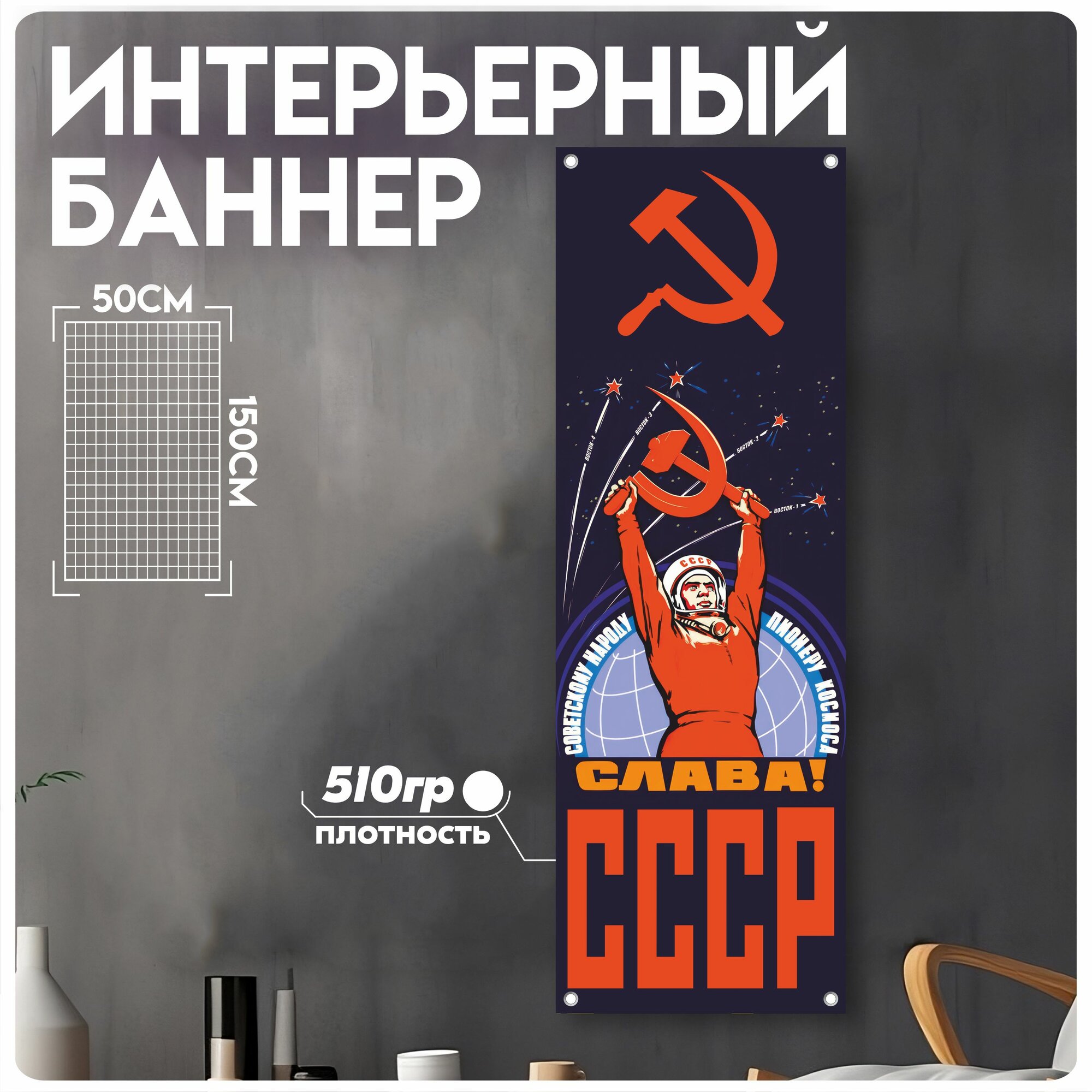 Постеры на стену СССР плакат Космос агитационный