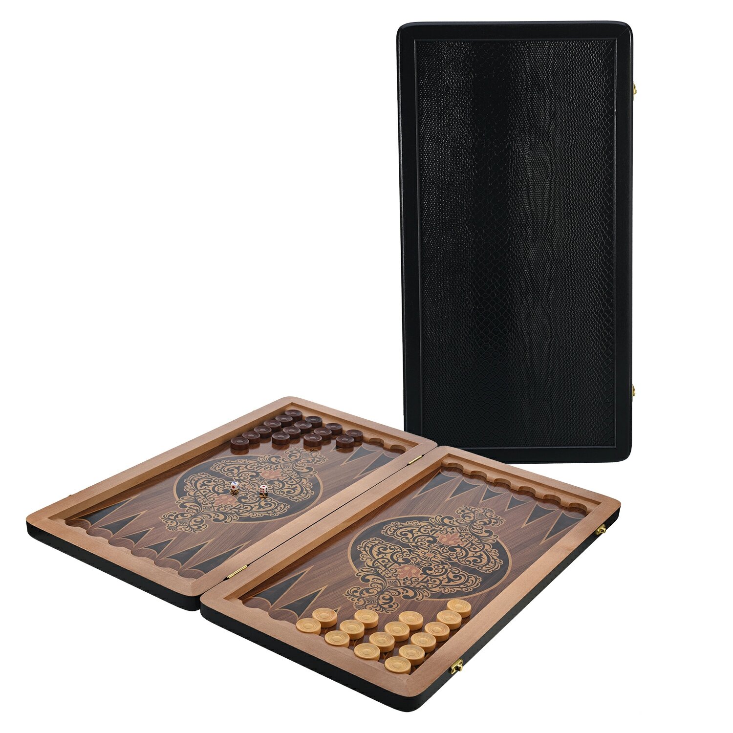 0027268-60*30см нарды подарочные с кожаной вставкой "питон"nard-skin-g/piton-b