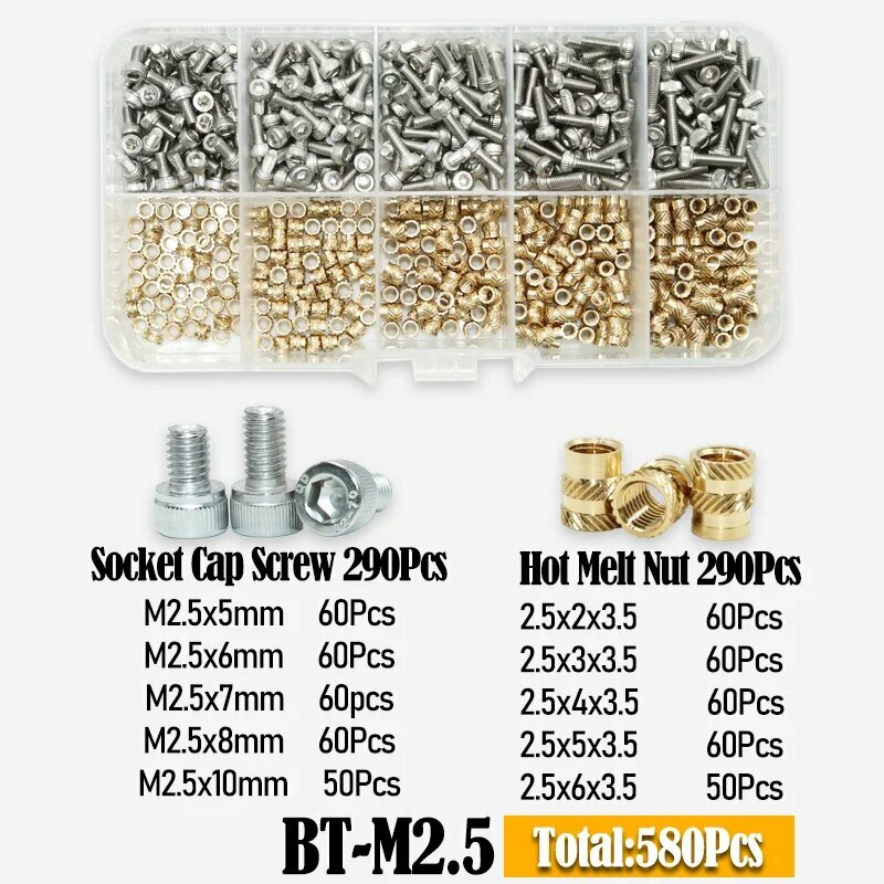 Комплект винтов и гаек M2.5 BT-M2.5 580pcs