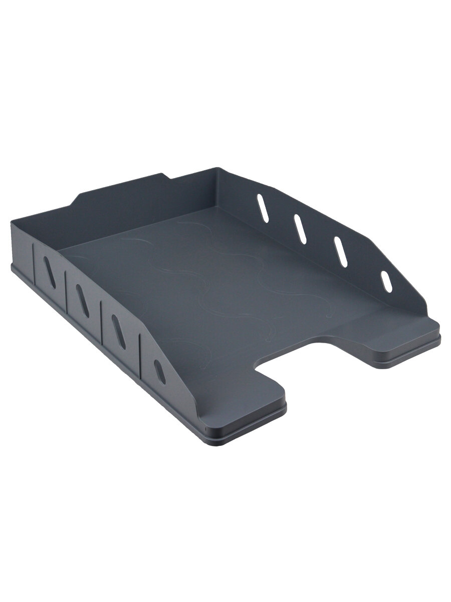 Лоток горизонтальный серый пластик 62х340х250мм "Офис"