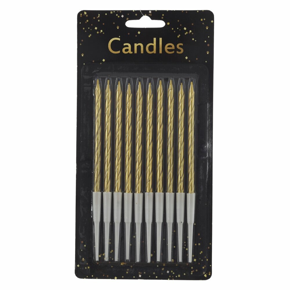 Набор из 10-ти свечей для торта, D 0,5 см, 9,5х0,5х18,5 см KSM-818169