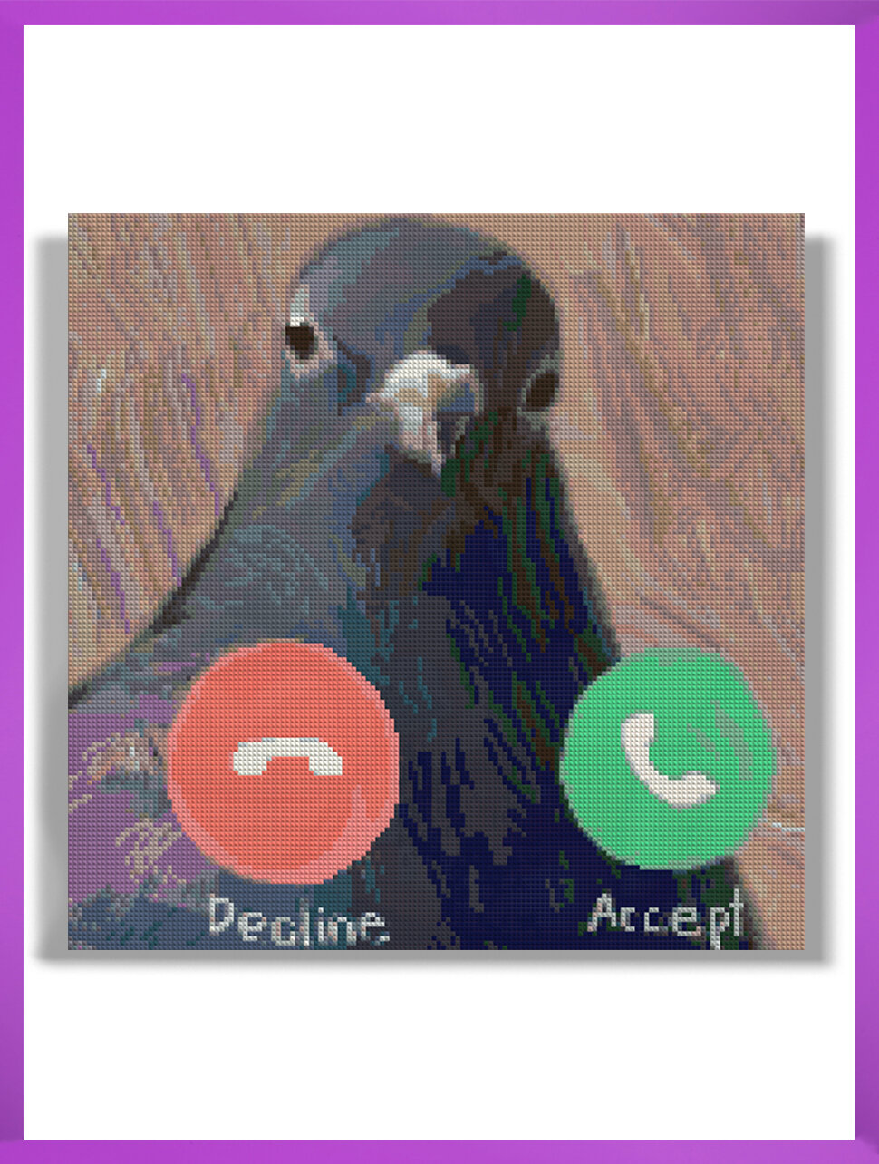 Алмазная мозаика на подрамнике - вышивка - Голубь звонит 40х40