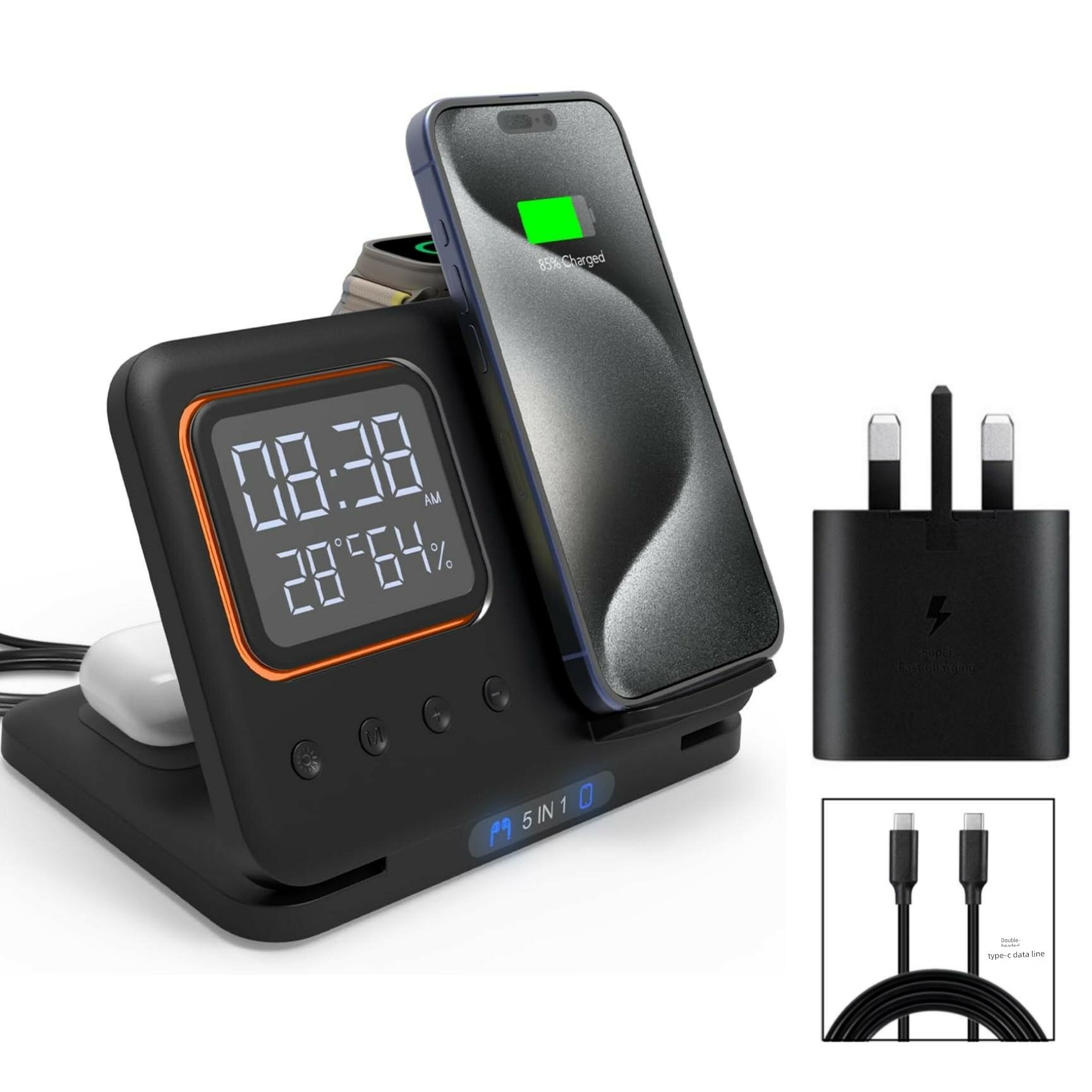 Беспроводное зарядное устройство, подходящее для iPhone 16 Pro Max, Apple 15, Huawei, Xiaomi, телефонов Samsung,