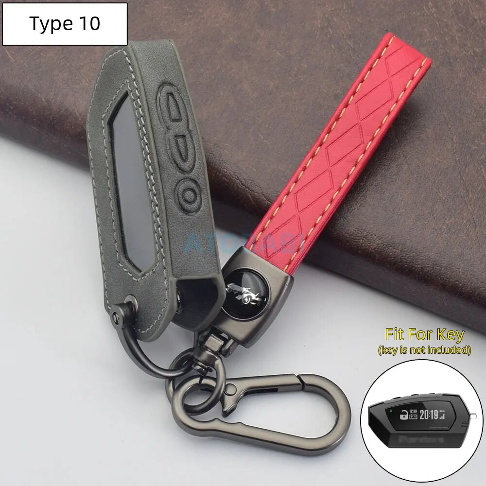 Серый кожаный чехол для ключей от автомобиля для Pandora DX-90 D010 DX 90 91 6X 9X 90B 90BT 90L Мото Русский двусторонний чехол для автомобильной системы сигнализации с ЖК-дисплеем Type 10