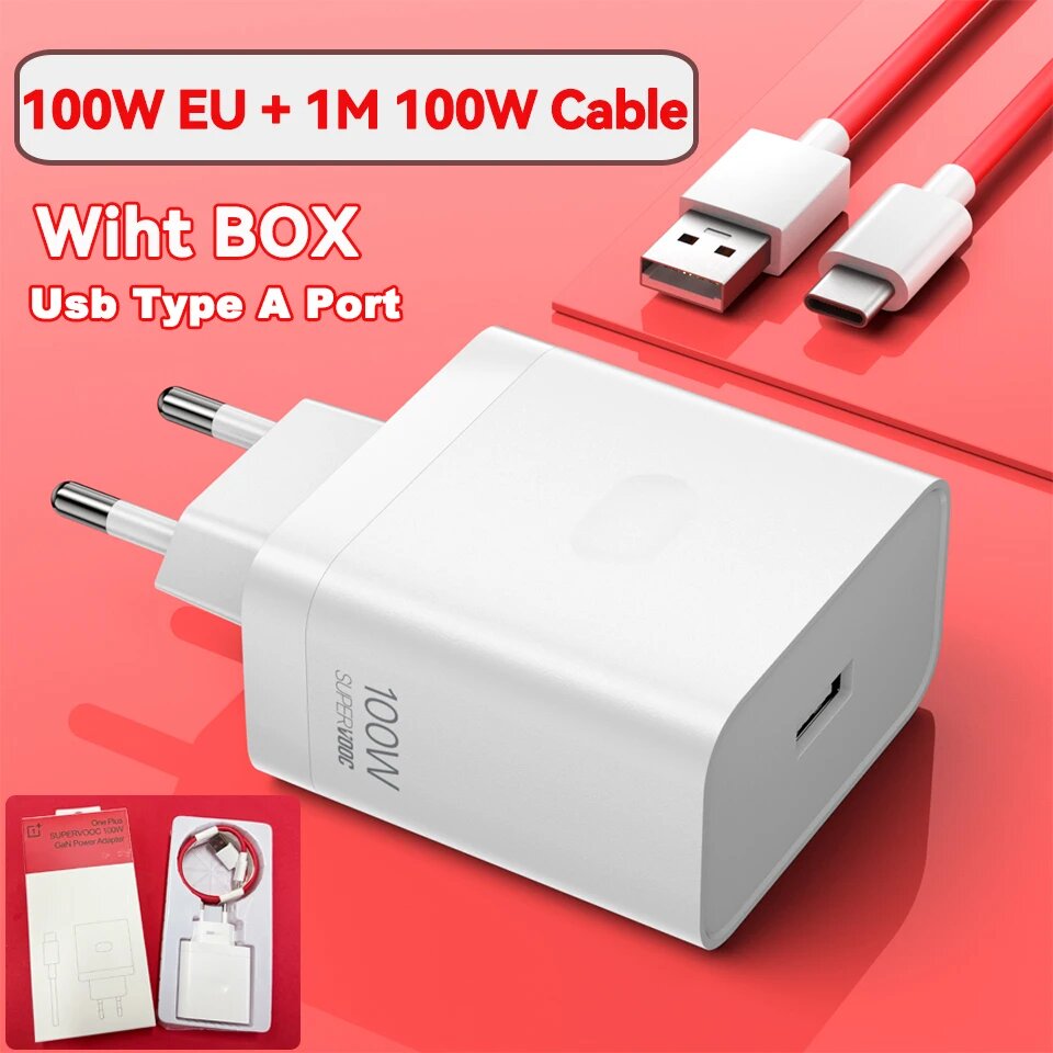 100W EU адаптер питания с кабелем 1м, USB Type A