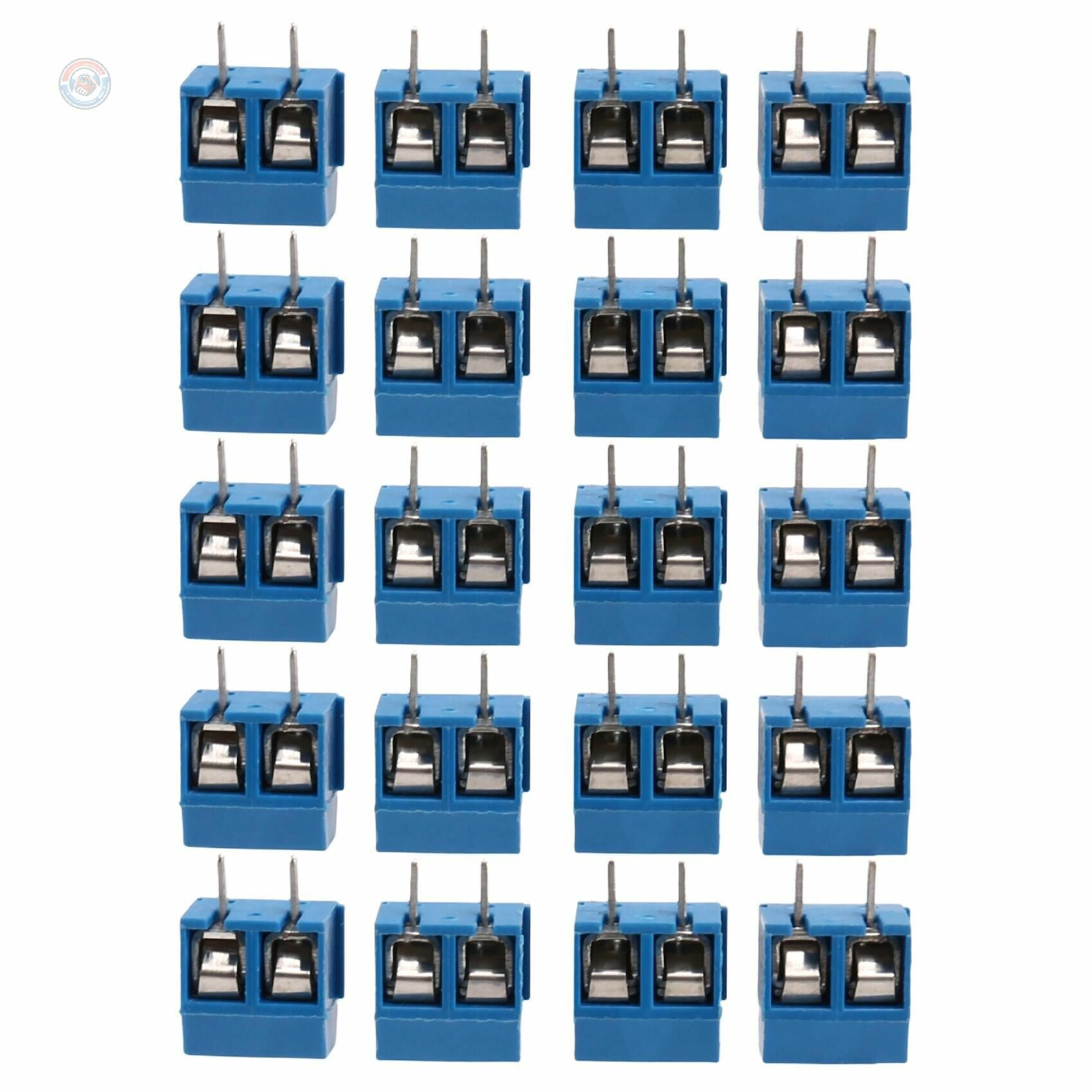 2-контактный винтовой разъем клеммной колодки 5,08 мм, комплект 20 шт для пайки на печатную плату, надежное подключение проводов