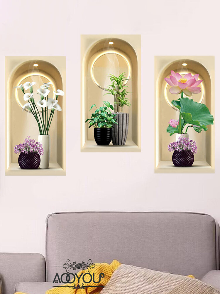 3D наклейки на стену "Суккуленты" — объемные, для кухни/спальни/балкона, декор без полива