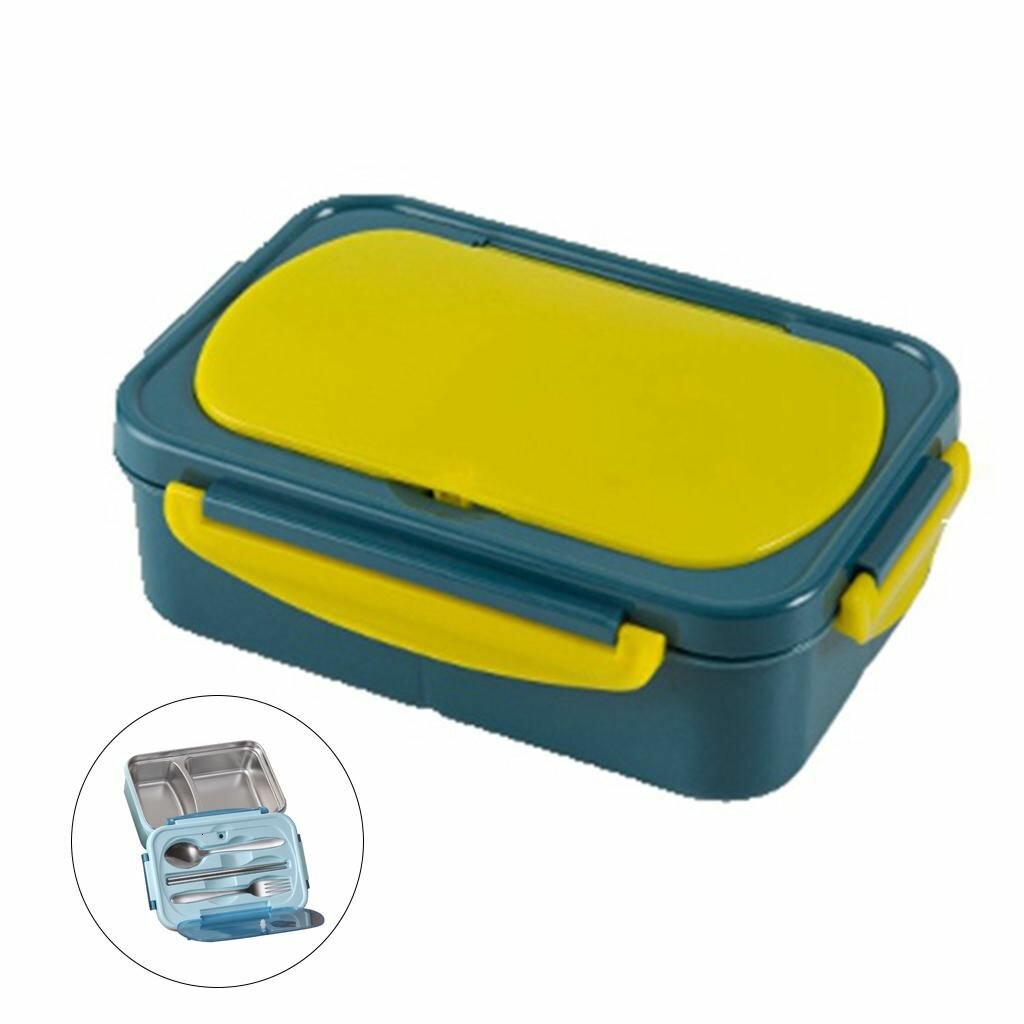 Портативный термоланчбокс из нержавеющей стали/ПП для микроволновки, Темно-зеленый - Нержавеющая сталь