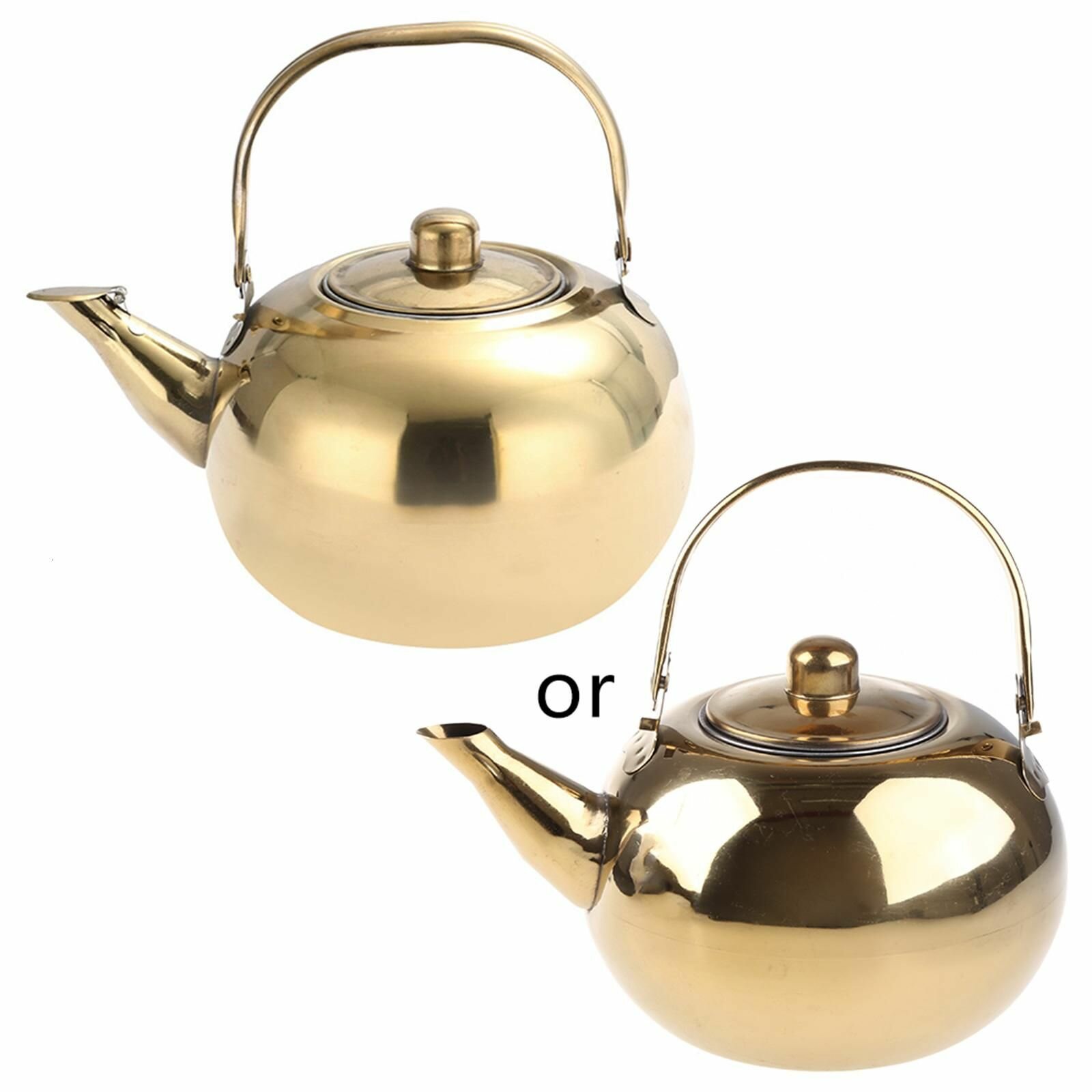 Прочный чайник для горячей воды из нержавеющей стали с съемным ситечком, Золото - 18cm