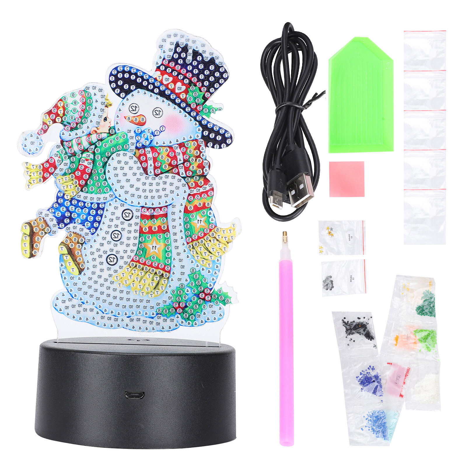 Светодиодные бриллианты покраска лампа чувствительный 3D USB зарядный ночной свет DIY Рождественский декор дома