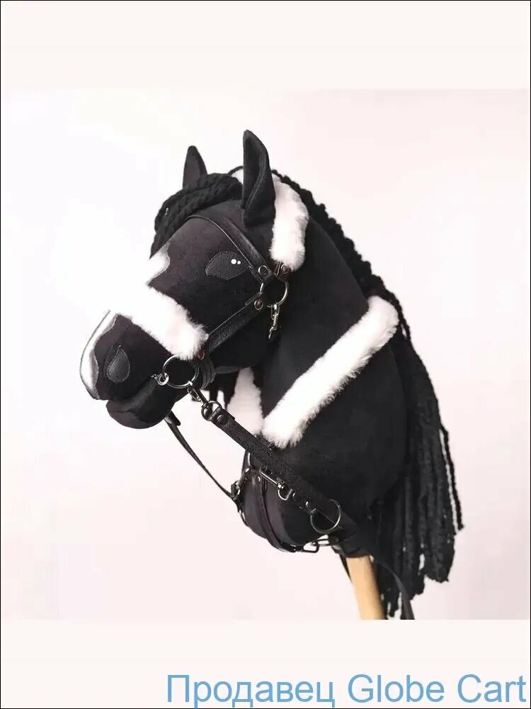 Игрушка для верховой езды "Хоббихорсинг", с палочкой, 35 см, мягкая, плюшевая, белая