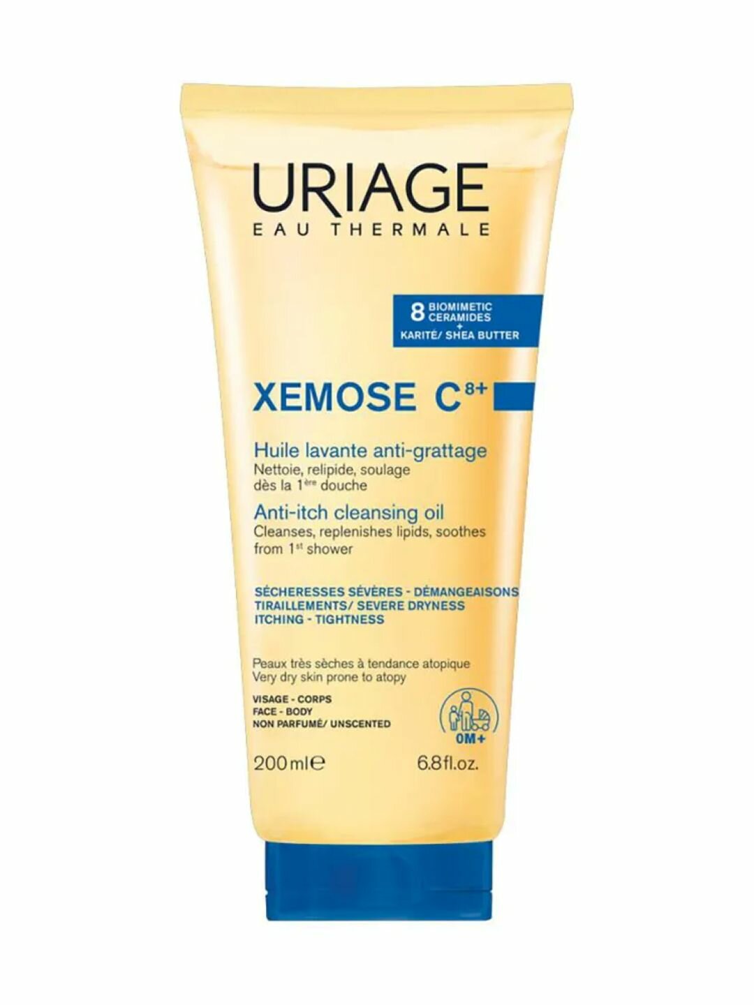 Урьяж ксемоз С8+ Очищающее успокаивающее масло с церамидами, 200 мл | URIAGE Xemose С8+ Cleansing Oil